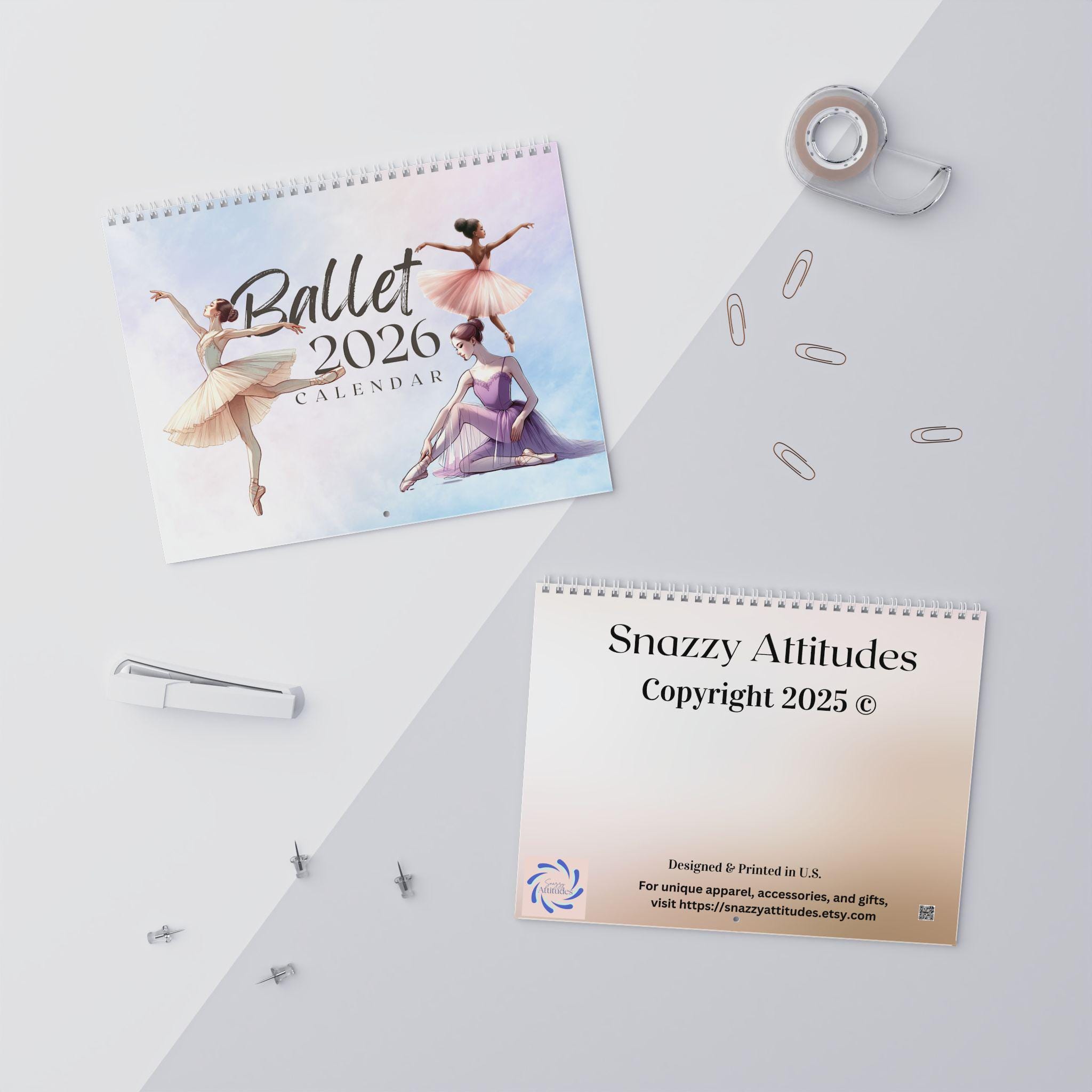 2026 Watercolor Ballet Calendar, Dancer Monthly Calendar, Ballerina ...