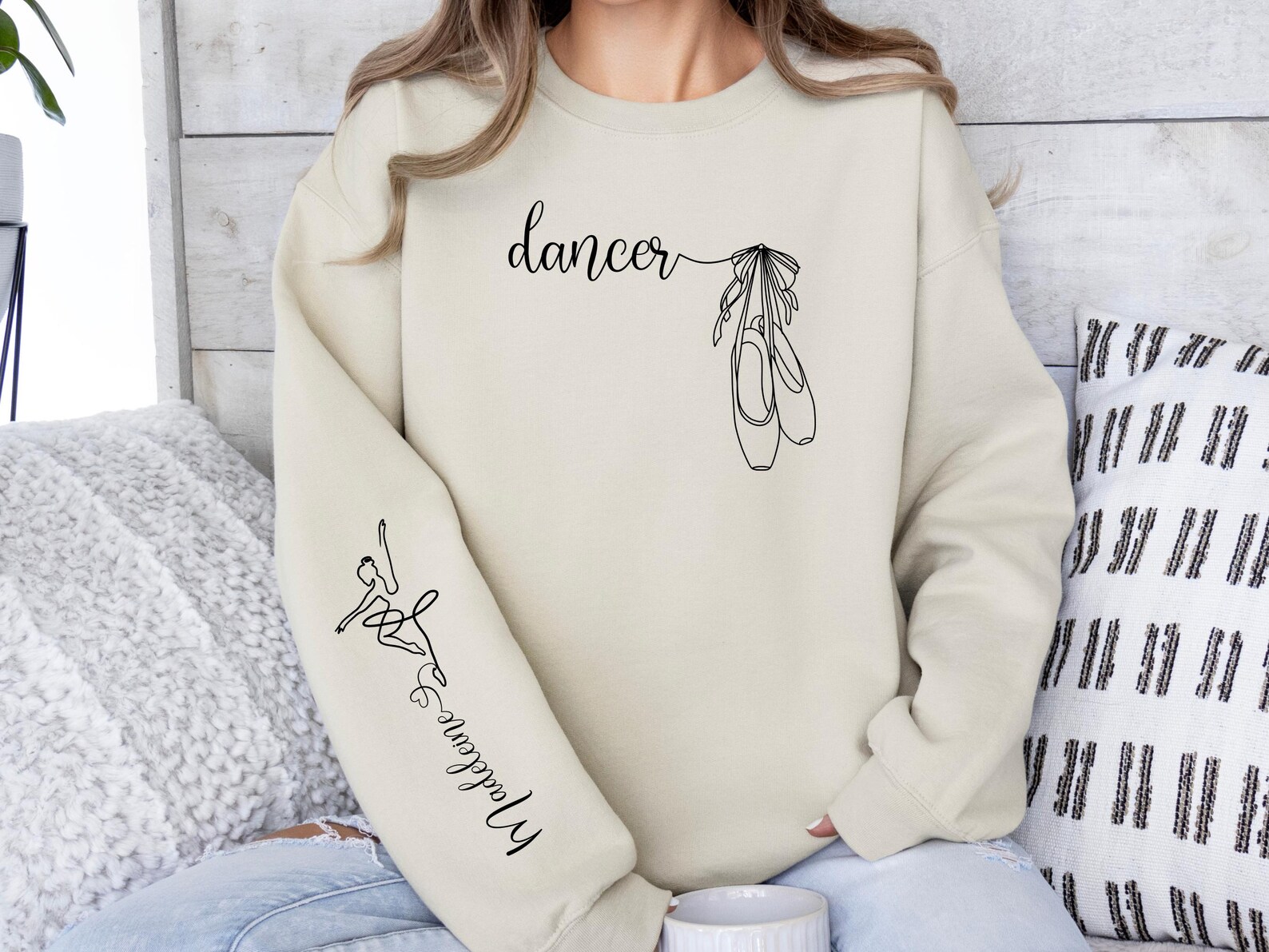 Personalized Dancer Sweatshirt, Dancer Crewneck With Name on Sleeve ...