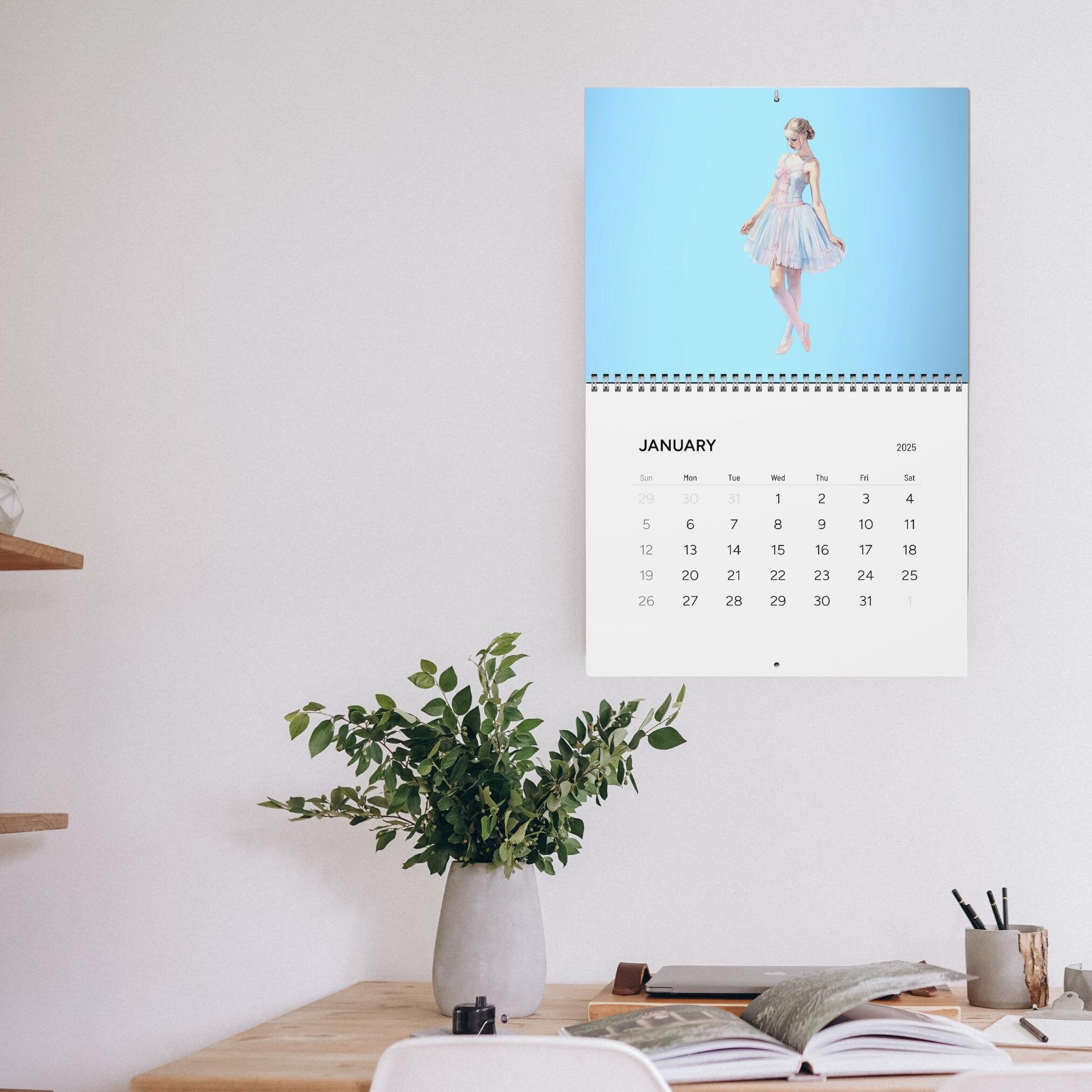 2025 Ballerina Wall Monthly Calendar, Watercolor Ballet Drawings, Gift ...