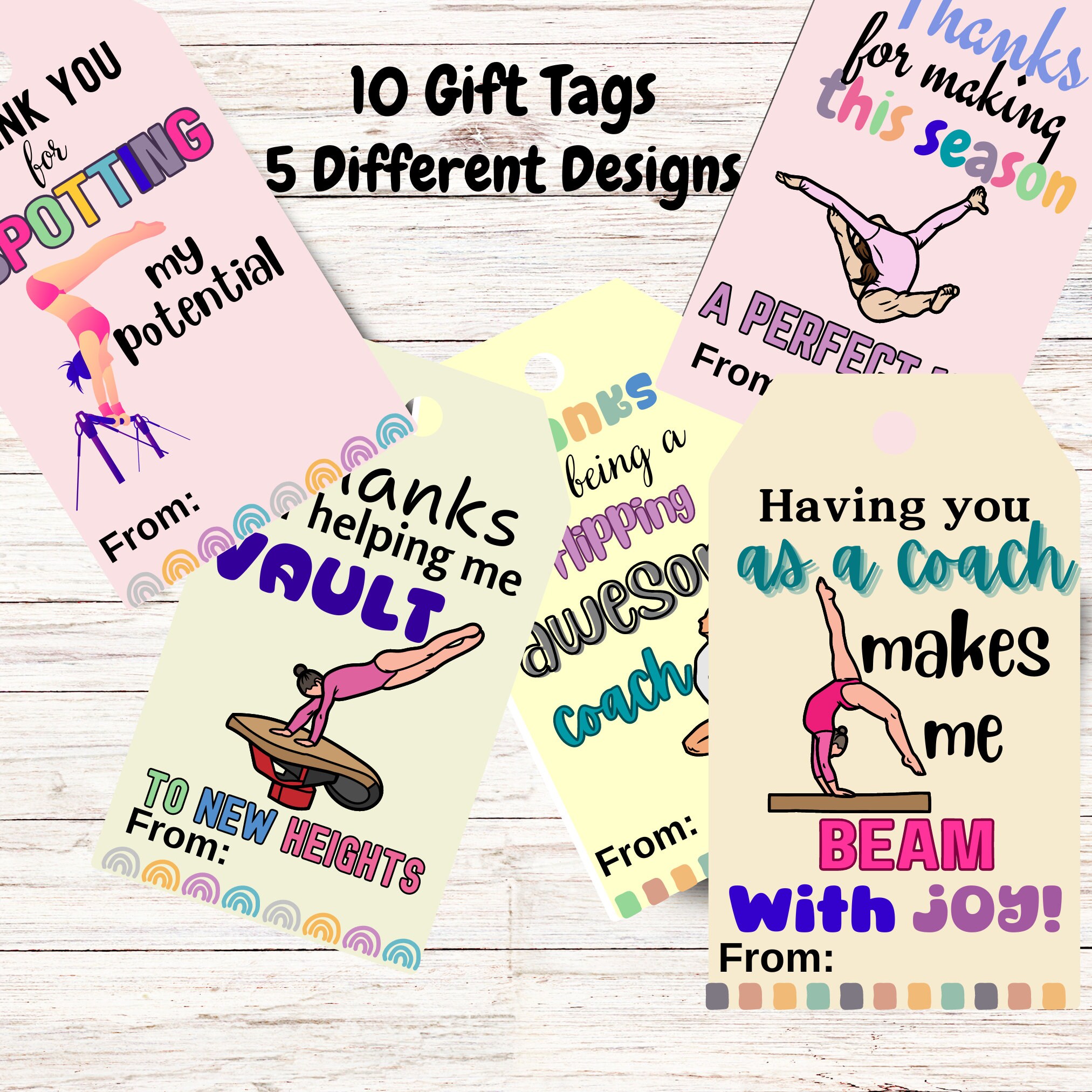 Printable Gymnastics Coach Gift Tags, Gymnastics Coach Appreciation ...