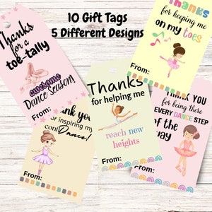 Printable Dance Teacher Gift Tags, Dance Teacher Appreciation, INSTANT ...