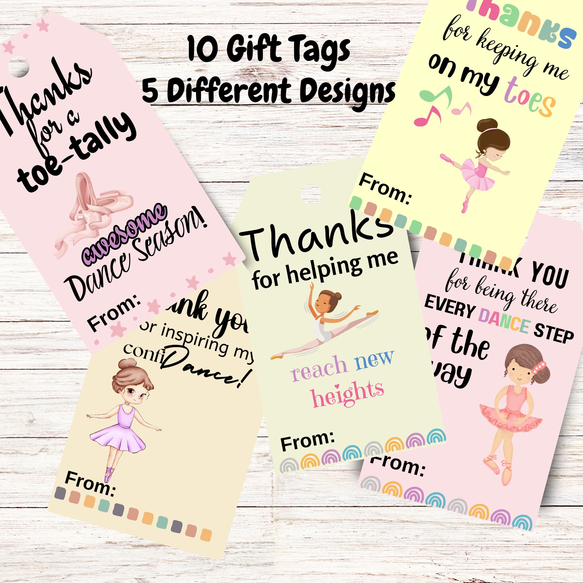 Printable Dance Teacher Gift Tags, Dance Teacher Appreciation, INSTANT ...