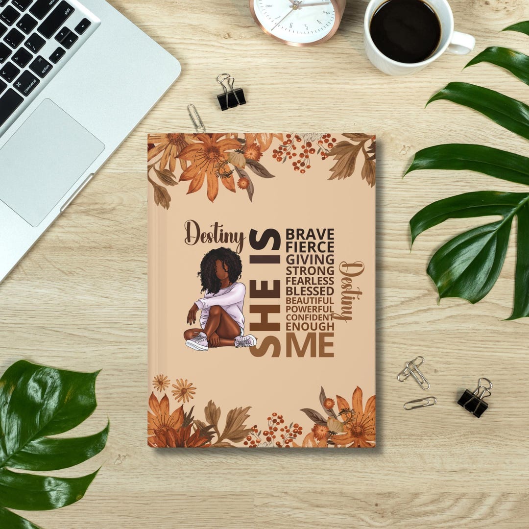 Personalized Black Girl Hardcover Journal, She IS Affirmation Notebook, Custom African American ...