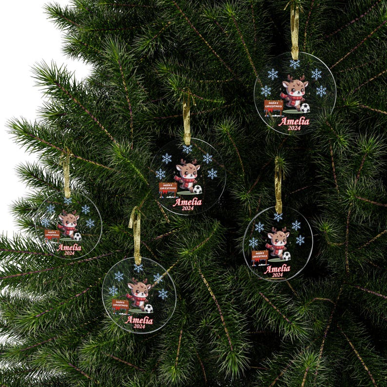 Personalized Kids Reindeer Soccer Ornament, Kids Soccer Player ...