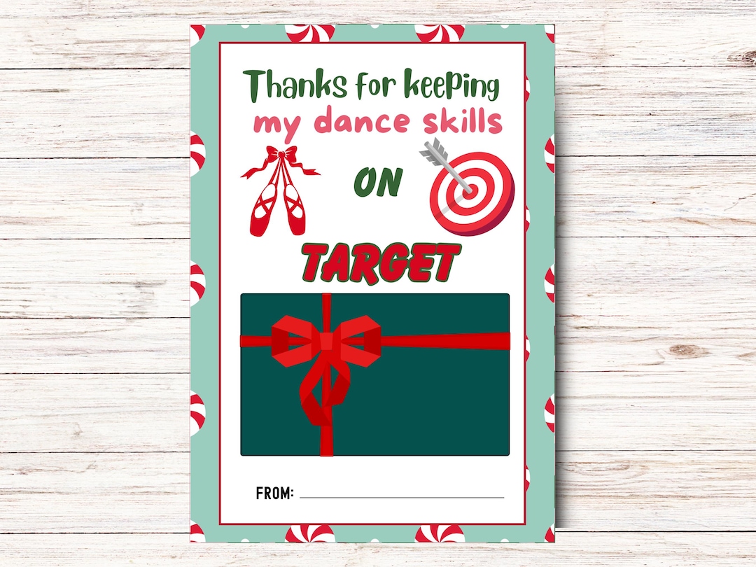 Printable Christmas Dance Teacher Gift Card Holder, Dance Teacher ...
