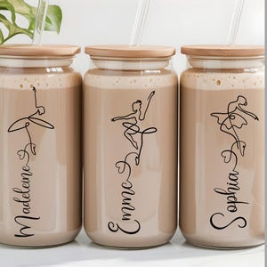 Personalized Dancer Iced Coffee Cup 16oz Glass Cup, Custom Name Dance ...