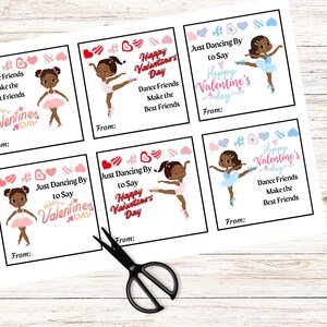 Ballerina Valentine's Day Card Printable, Black Dancing Girl Valentine ...
