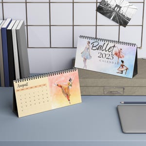 2025 Ballerina Desk Monthly Calendar, Calendar Featuring Watercolor ...