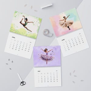 2025 African American Ballerina Wall Monthly Calendar, Watercolor Black ...