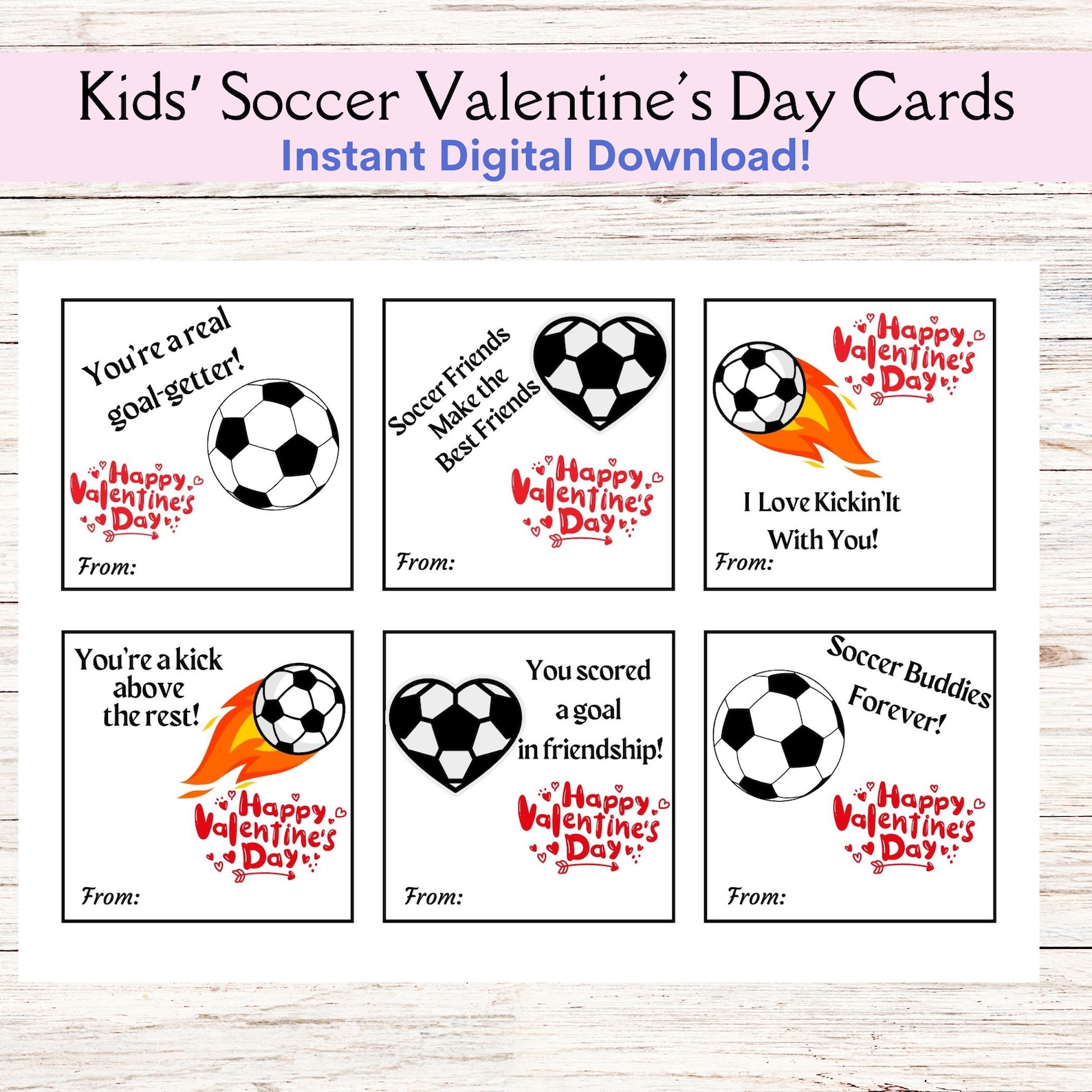 Printable Kids Soccer Valentine Cards, Soccer Team Valentine, School ...