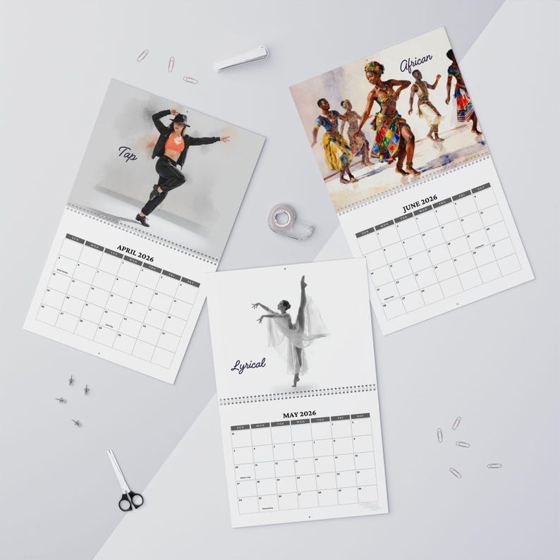 2026 Dance Wall Calendar, Competitive Dancer Gift, Monthly Dance ...