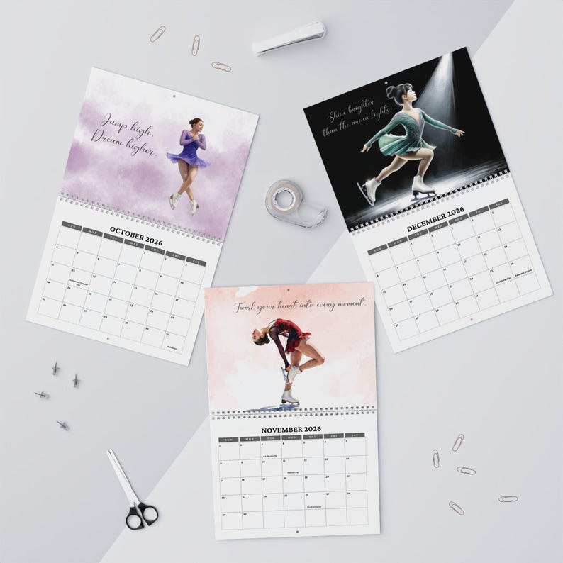 2026 Figure Skating Calendar, Ice Skating Wall Calendar, Gift for ...