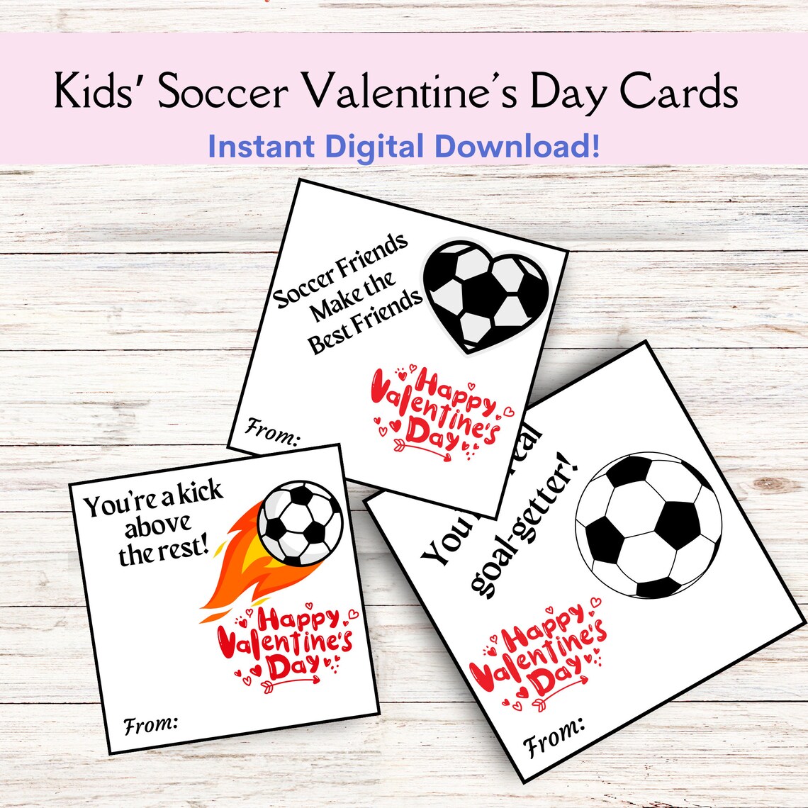 Printable Kids Soccer Valentine Cards, Soccer Team Valentine, School ...