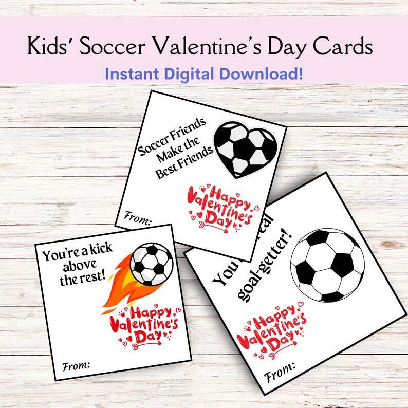Printable Kids Soccer Valentine Cards, Soccer Team Valentine, School ...