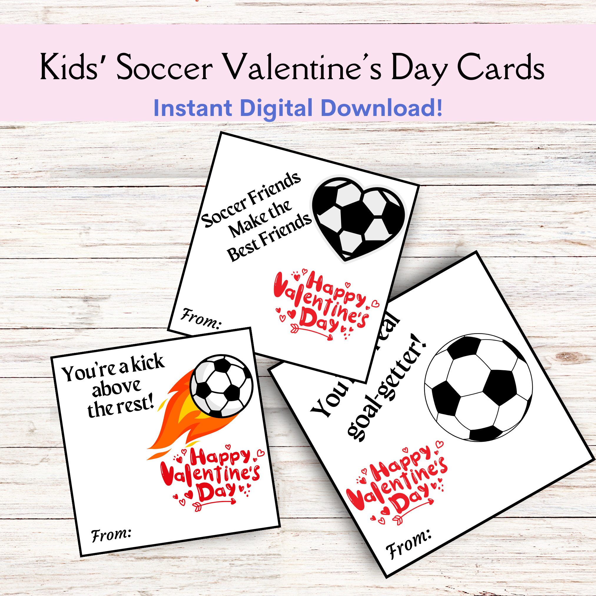 Printable Kids Soccer Valentine Cards, Soccer Team Valentine, School ...