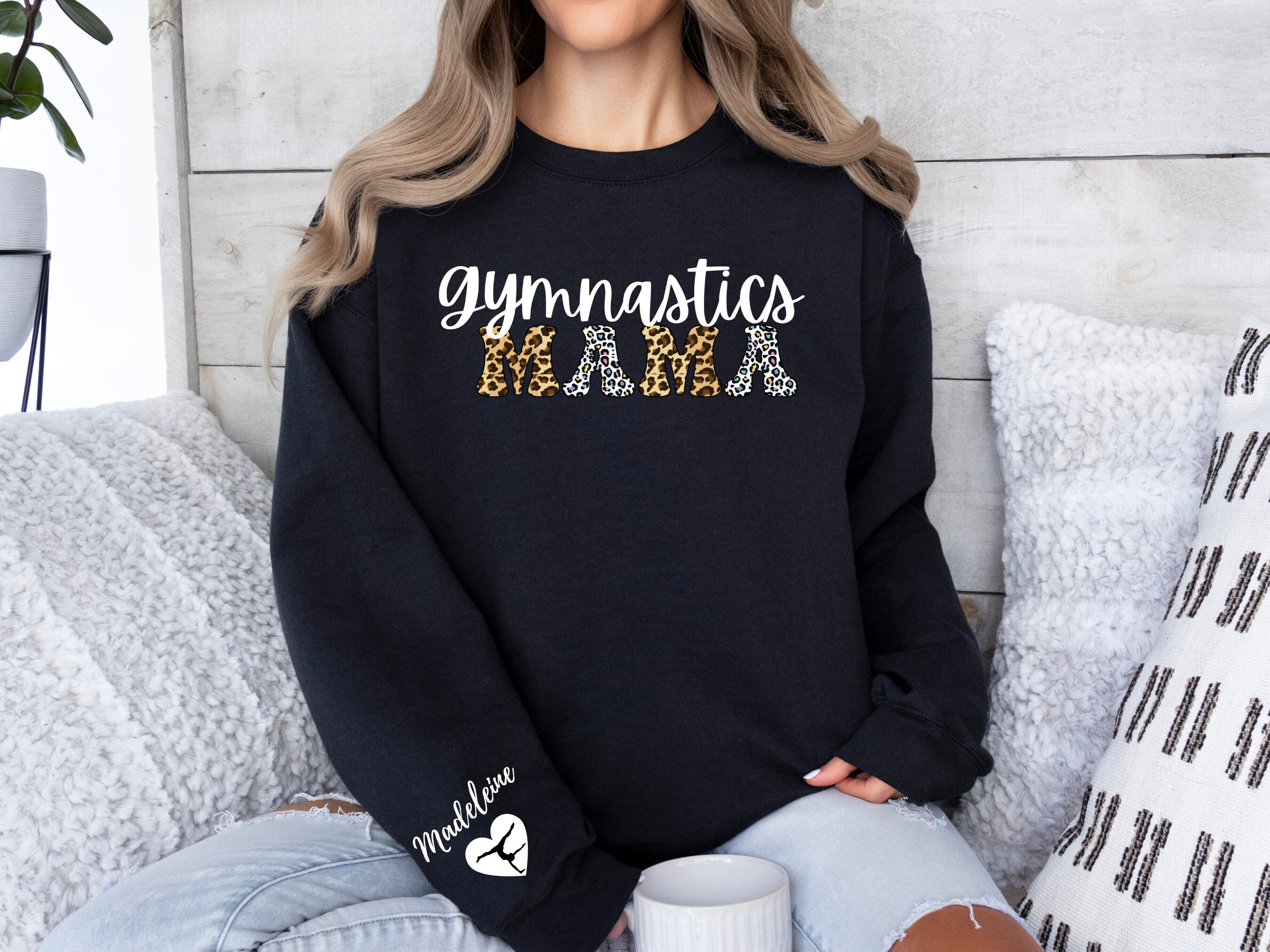 Personalized Gymnastics Mama Sweatshirt With Kid Name on Sleeve, Custom ...