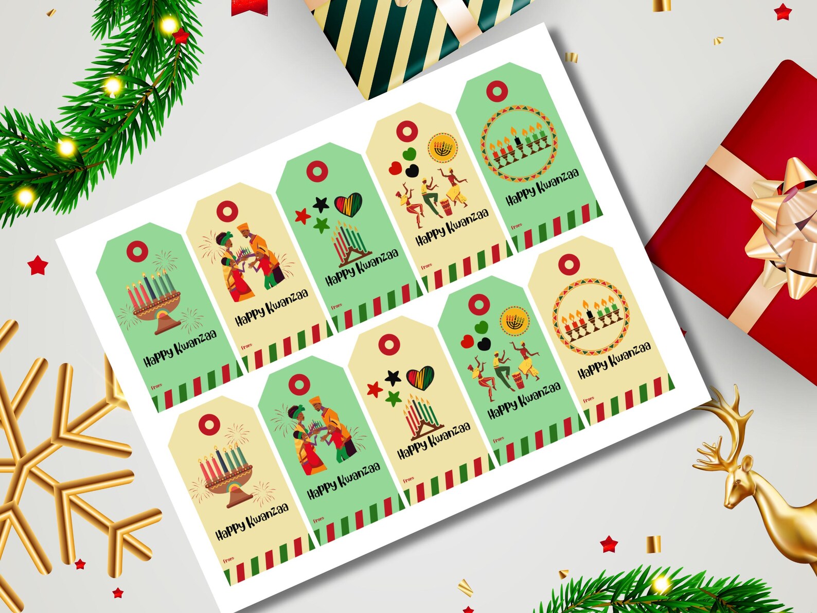 Printable Kwanzaa Gift Tags, Kwanzaa Celebration Gift Tags, INSTANT ...