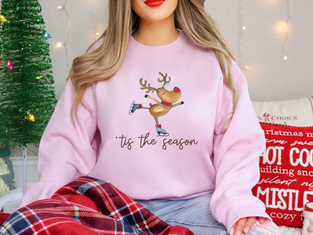 Holiday Reindeer Skating Sweatshirt, Skating Reindeer Sweatshirt ...