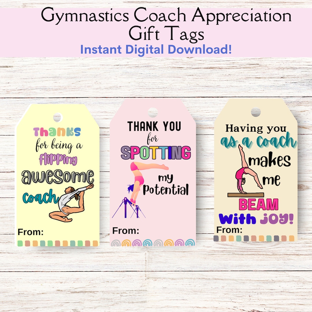 Printable Gymnastics Coach Gift Tags, Gymnastics Coach Appreciation ...