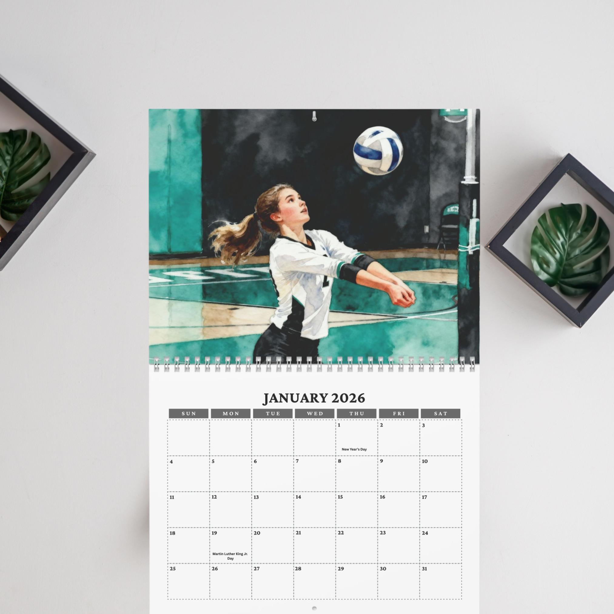 2026 Girls Volleyball Wall Calendar, Volleyball Player Gift, Womens ...