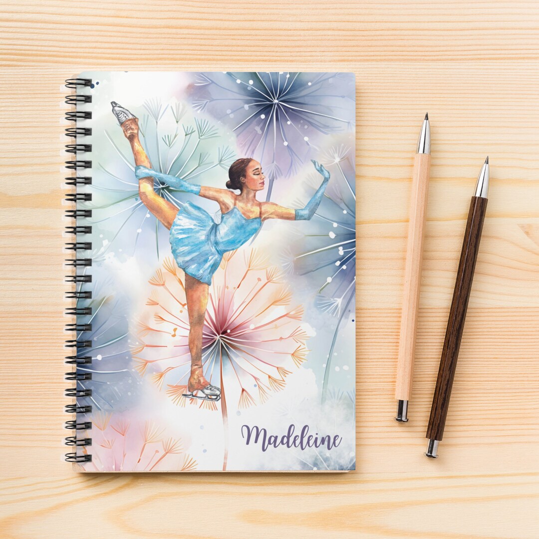 Wildflower Figure Skater Notebook, Custom Name Ice Skating Journal ...
