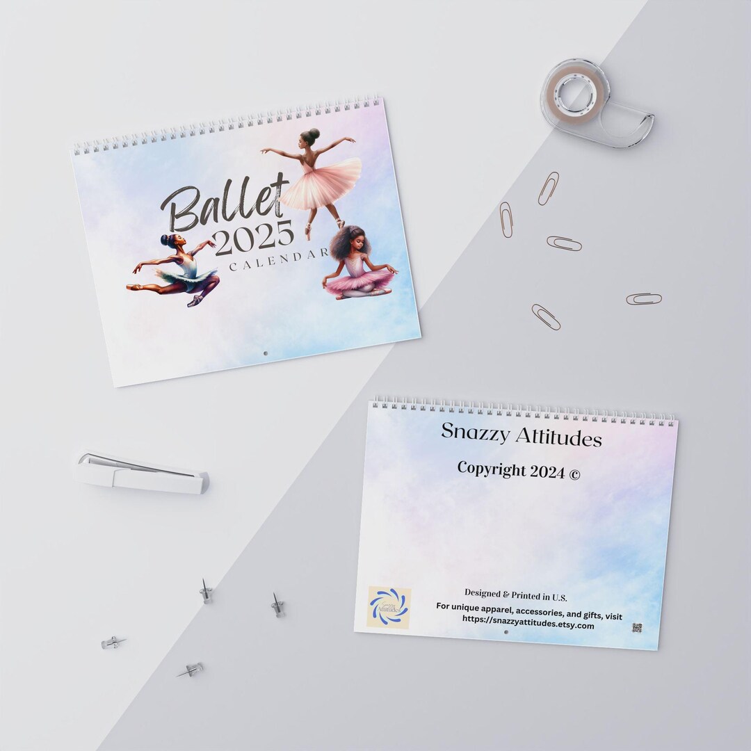 2025 African American Ballerina Wall Monthly Calendar, Watercolor Black ...