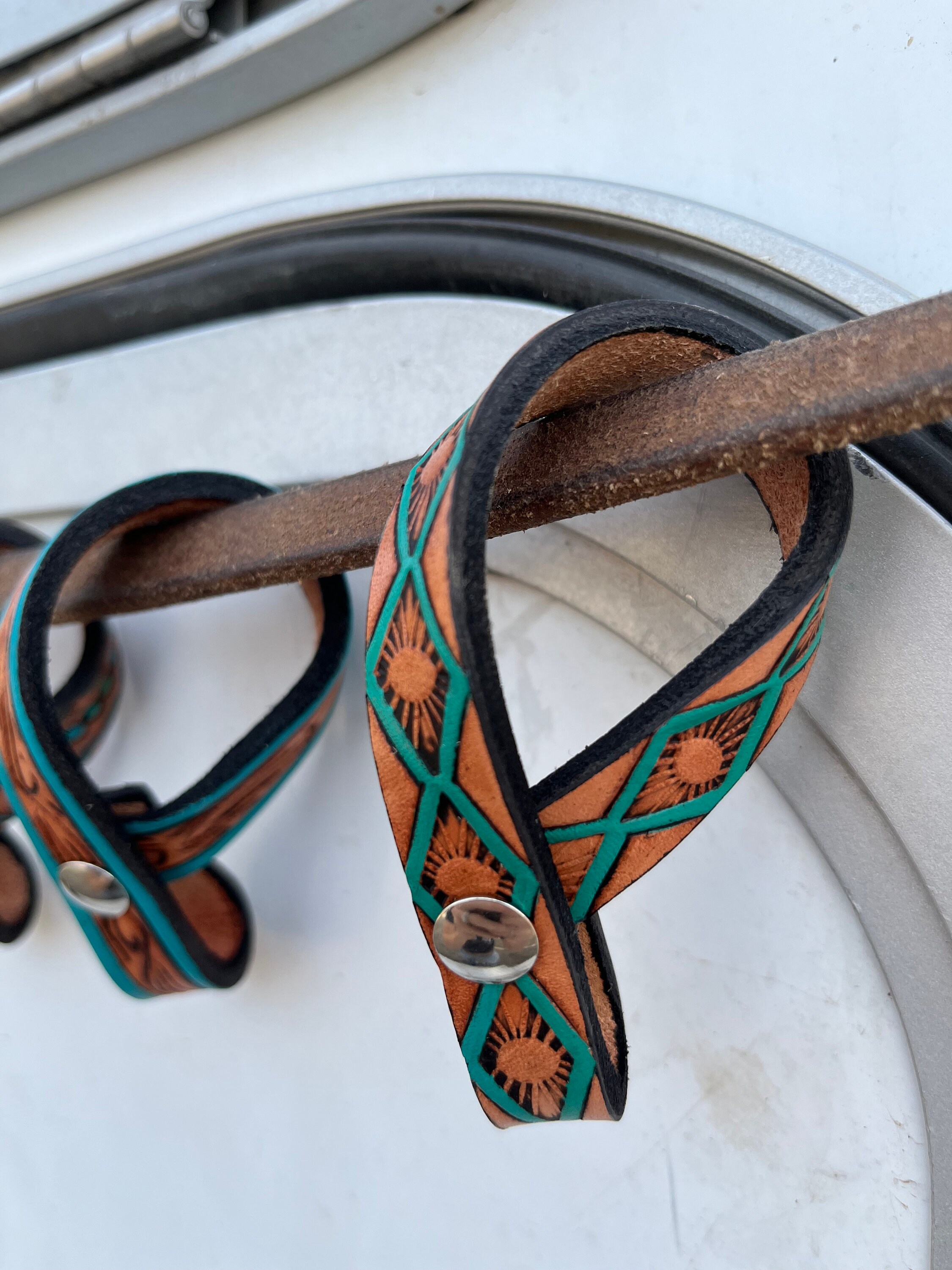 Tooled Leather Tie Down Keepers - Etsy
