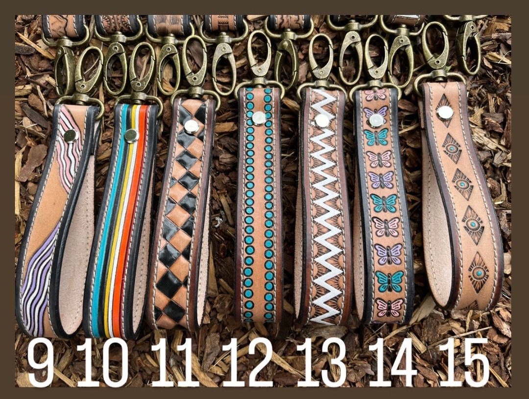 Leather Tooled Western Keychain - Etsy