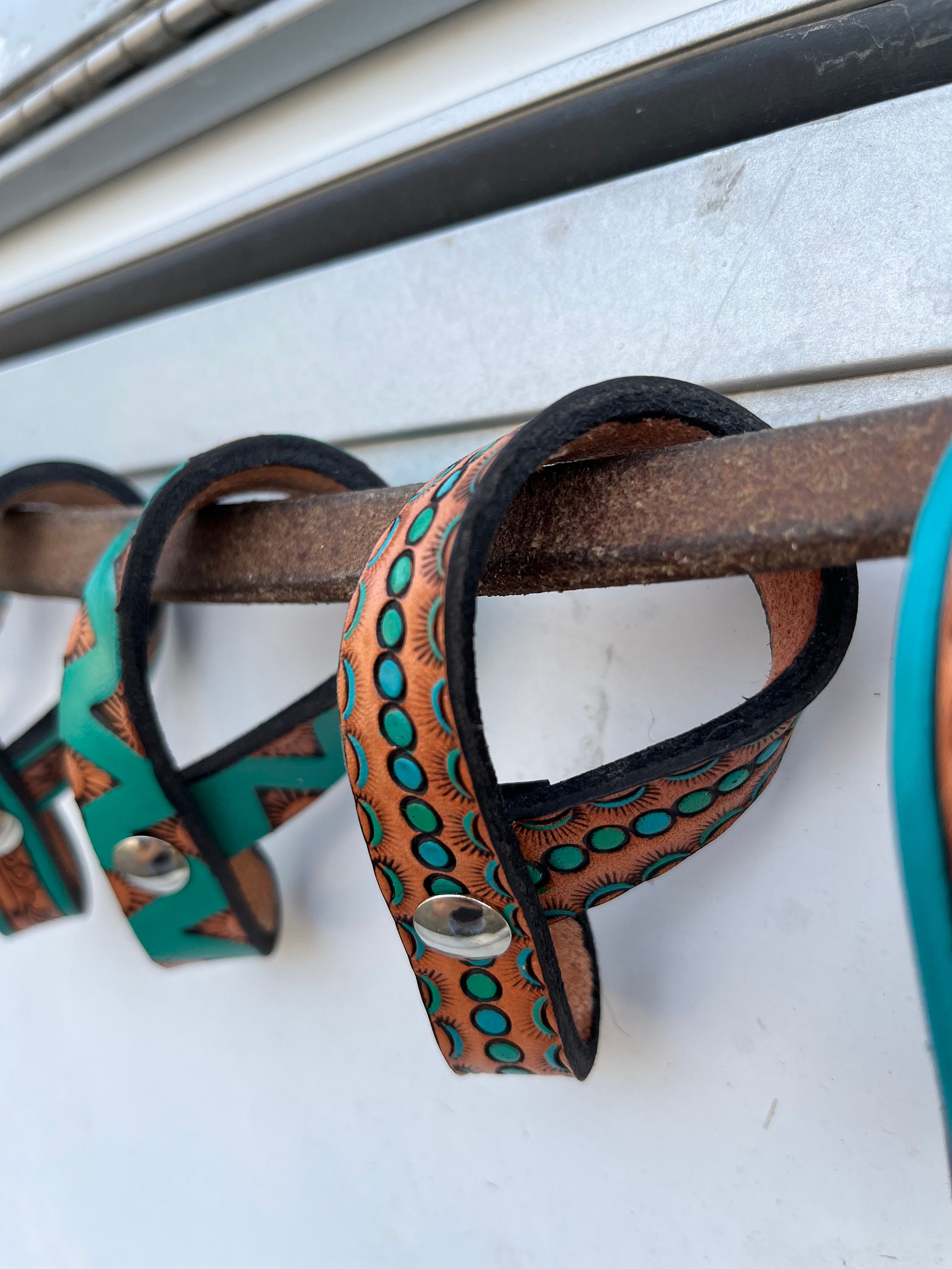 Tooled Leather Tie Down Keepers - Etsy