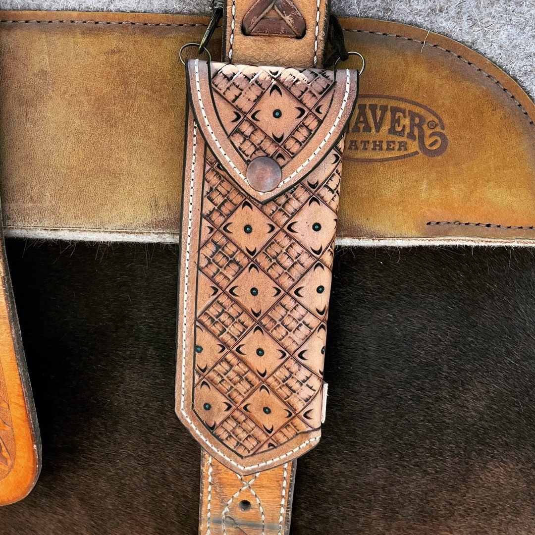 Hoof Pick Holder Tooled Leather Clasp Top - Etsy