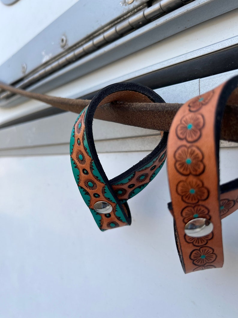 Tooled Leather Tie Down Keepers - Etsy