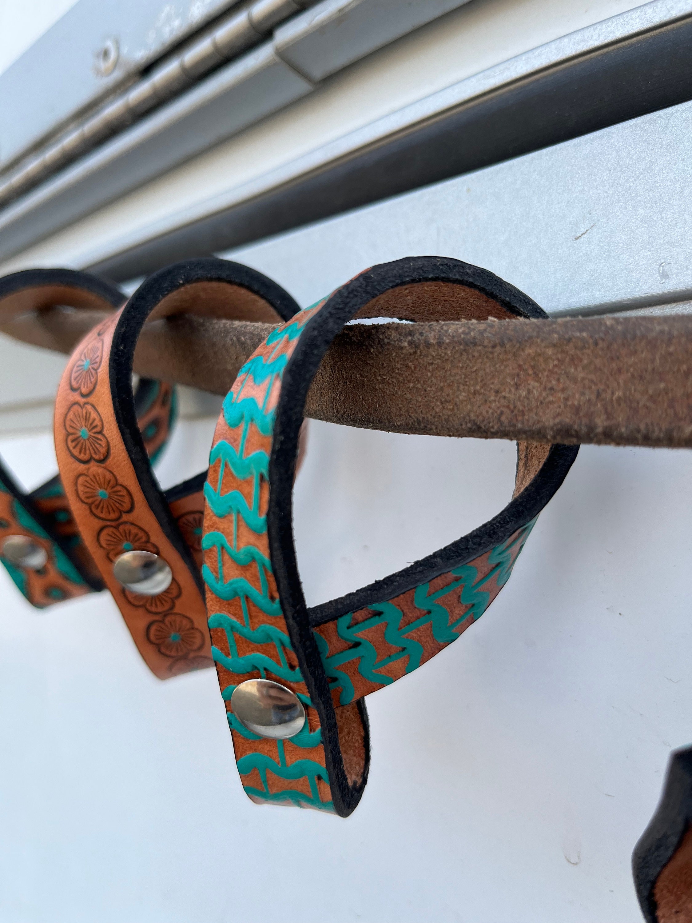 Tooled Leather Tie Down Keepers - Etsy