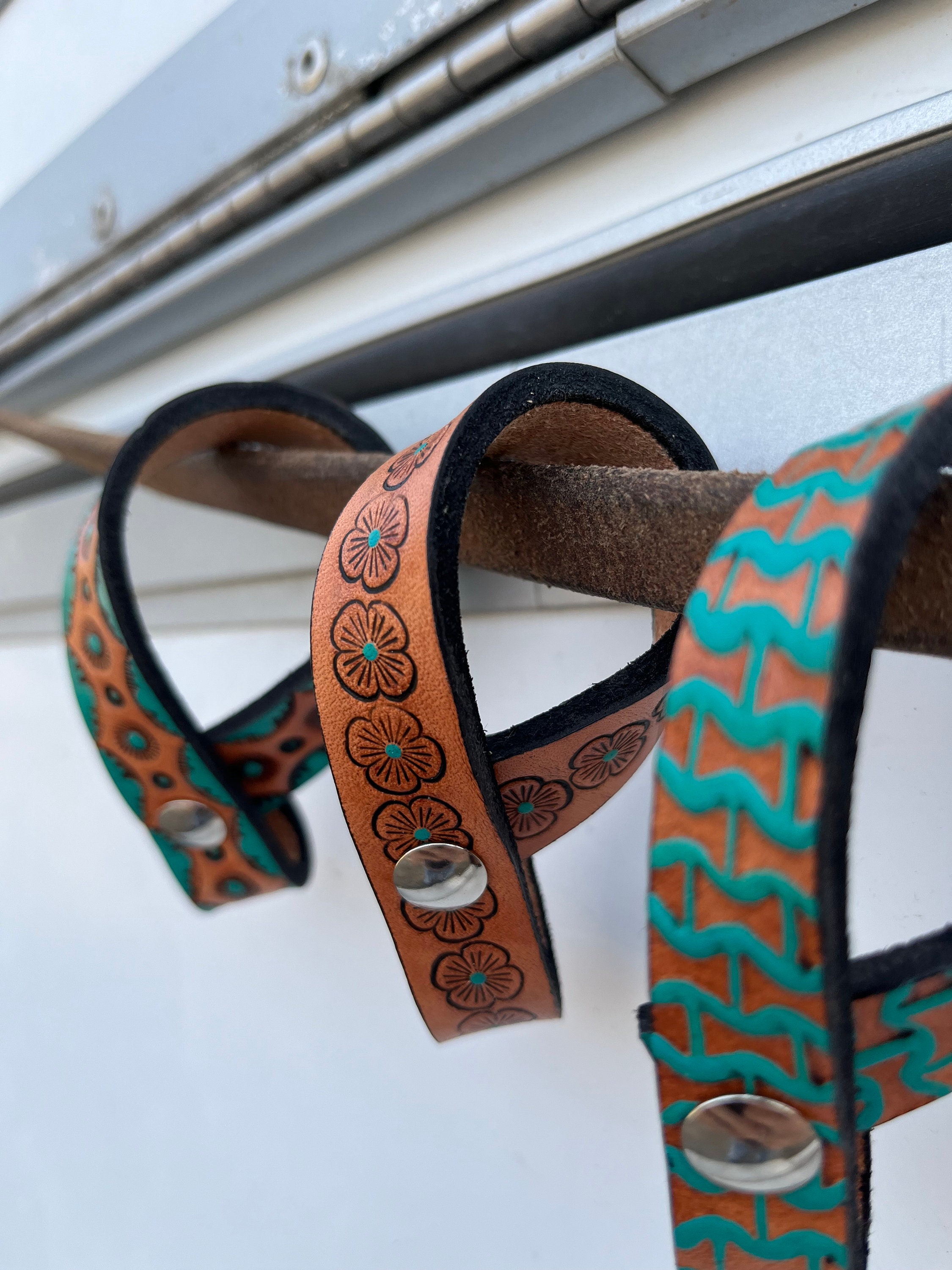 Tooled Leather Tie Down Keepers - Etsy