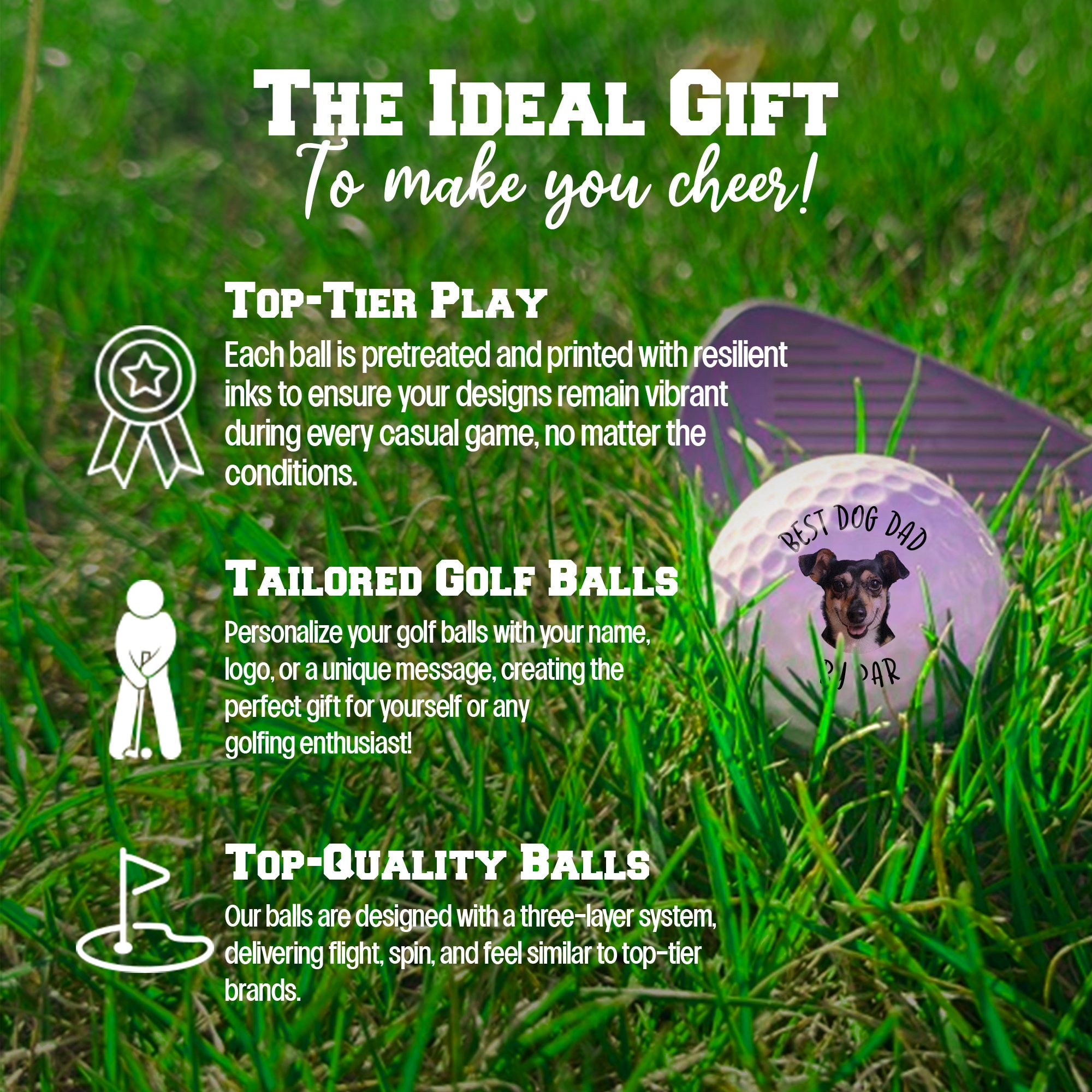 Personalized Dog Face Golf Ball Gift, Custom Pet Photo Golf Ball, Dog ...