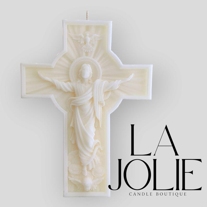 Jesus Cross Shaped Pillar Candle | Baptism | Faith | Spiritual| Home ...