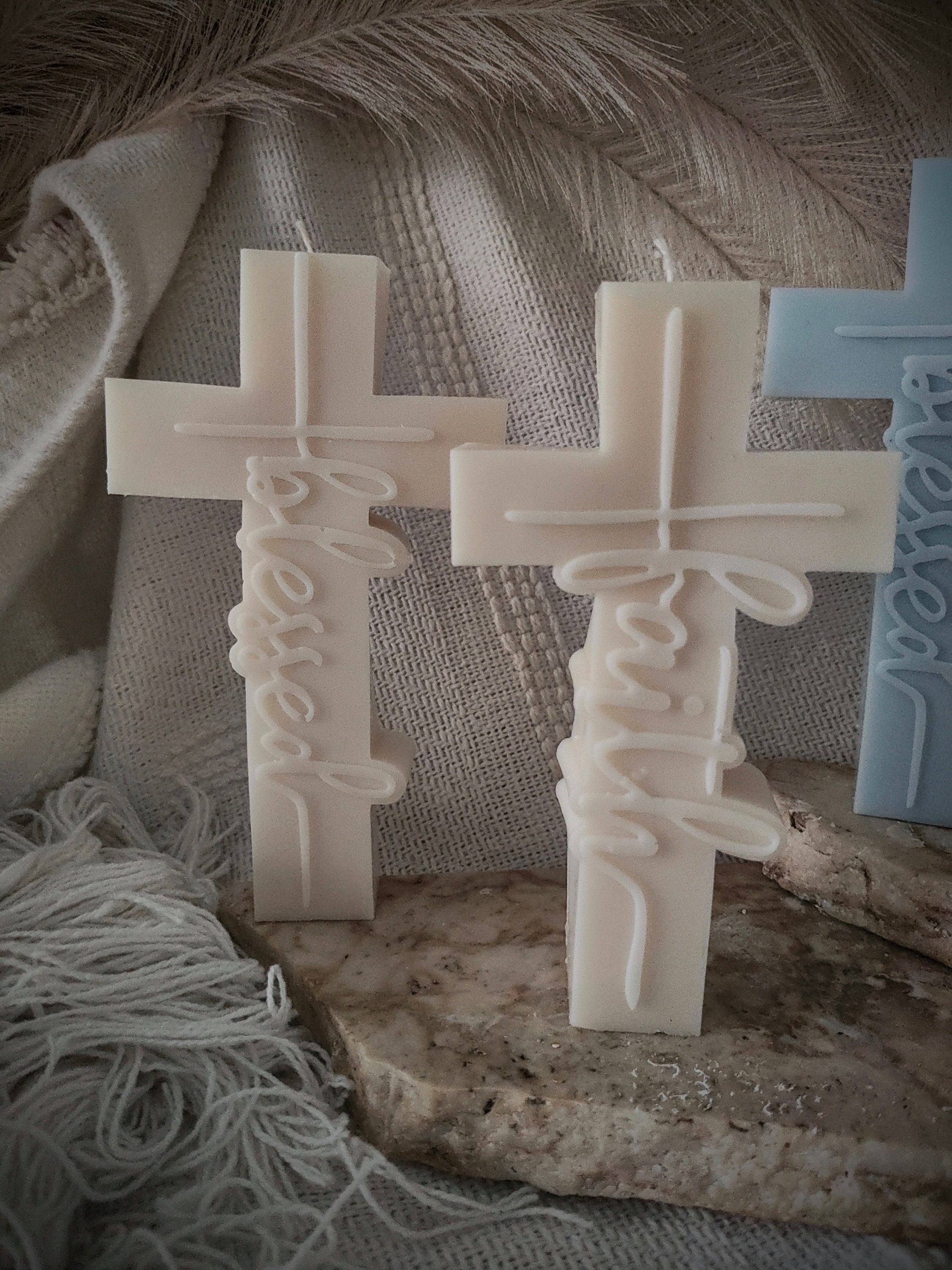 Cross Pillar Candle | Baptism | Faith and Blessed | Baptism Favour ...