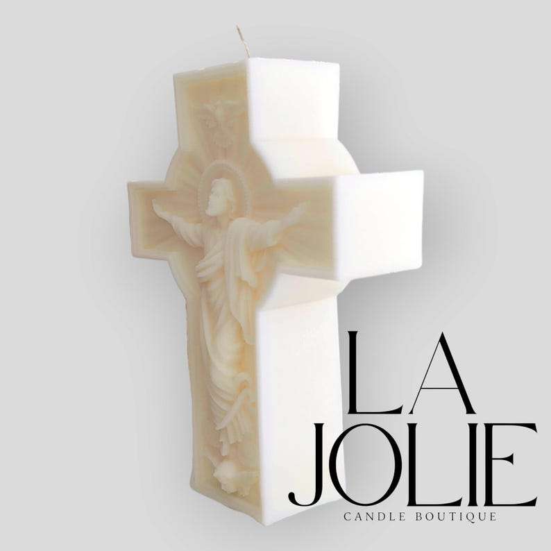 Jesus Cross Shaped Pillar Candle | Baptism | Faith | Spiritual| Home ...