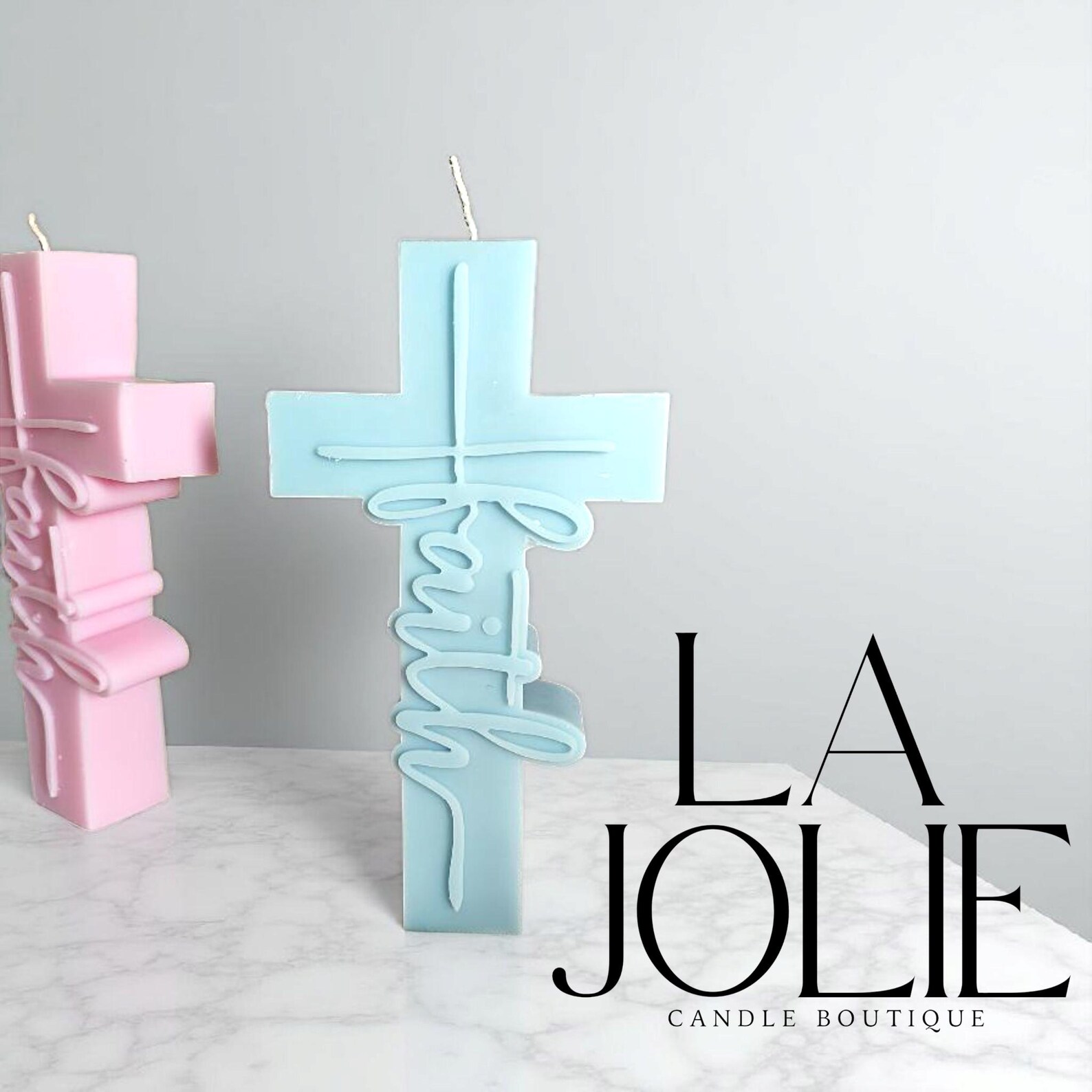 Cross Pillar Candle | Baptism | Faith and Blessed | Baptism Favour ...