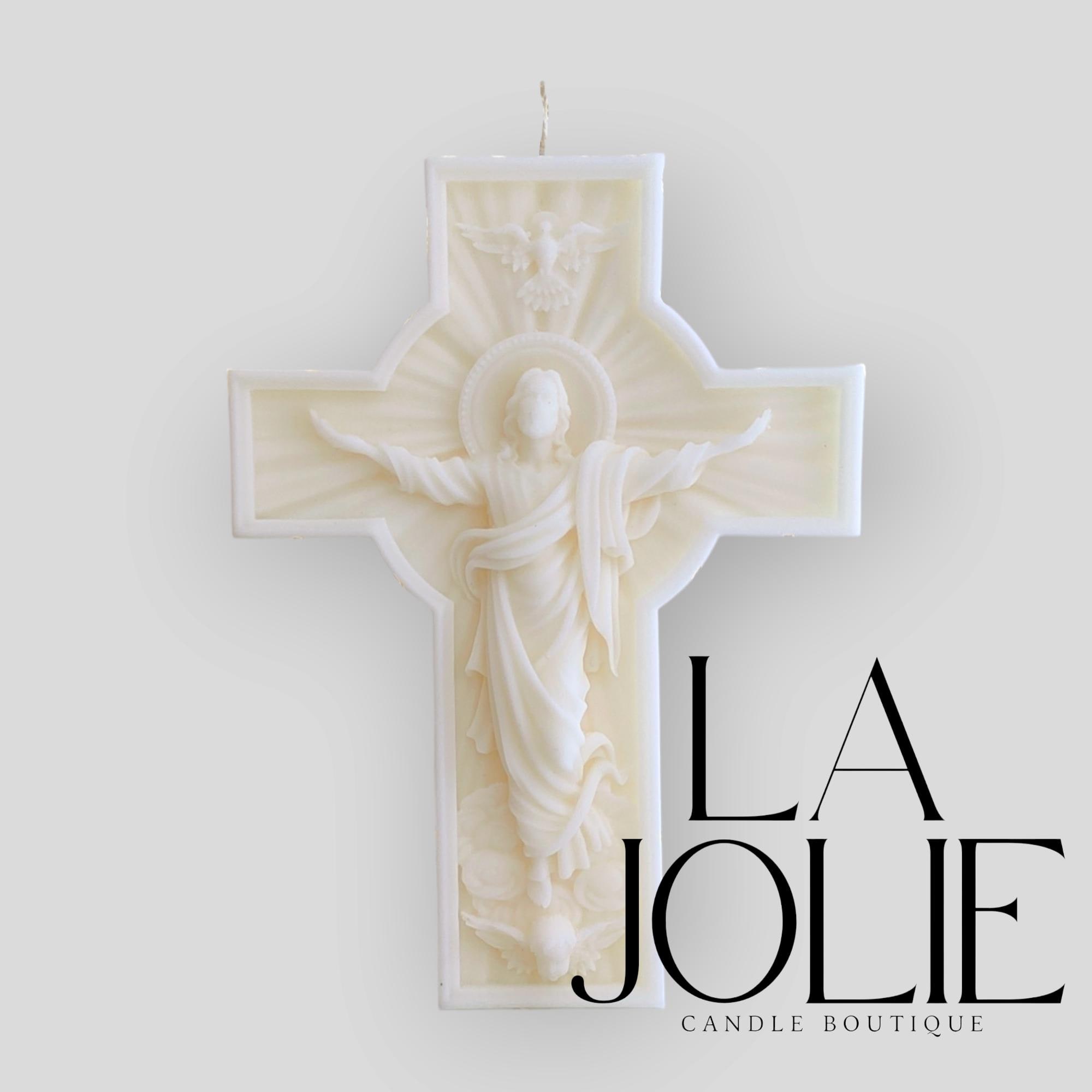 Jesus Cross Shaped Pillar Candle | Baptism | Faith | Spiritual| Home ...