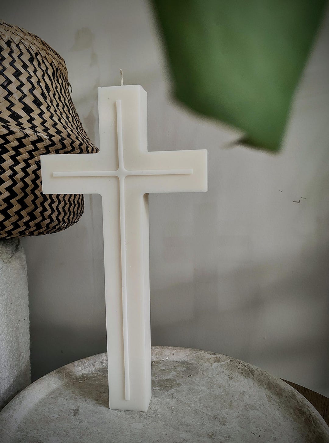 Large Cross Shaped Pillar Candle | Baptism | Faith | Spiritual| Home ...