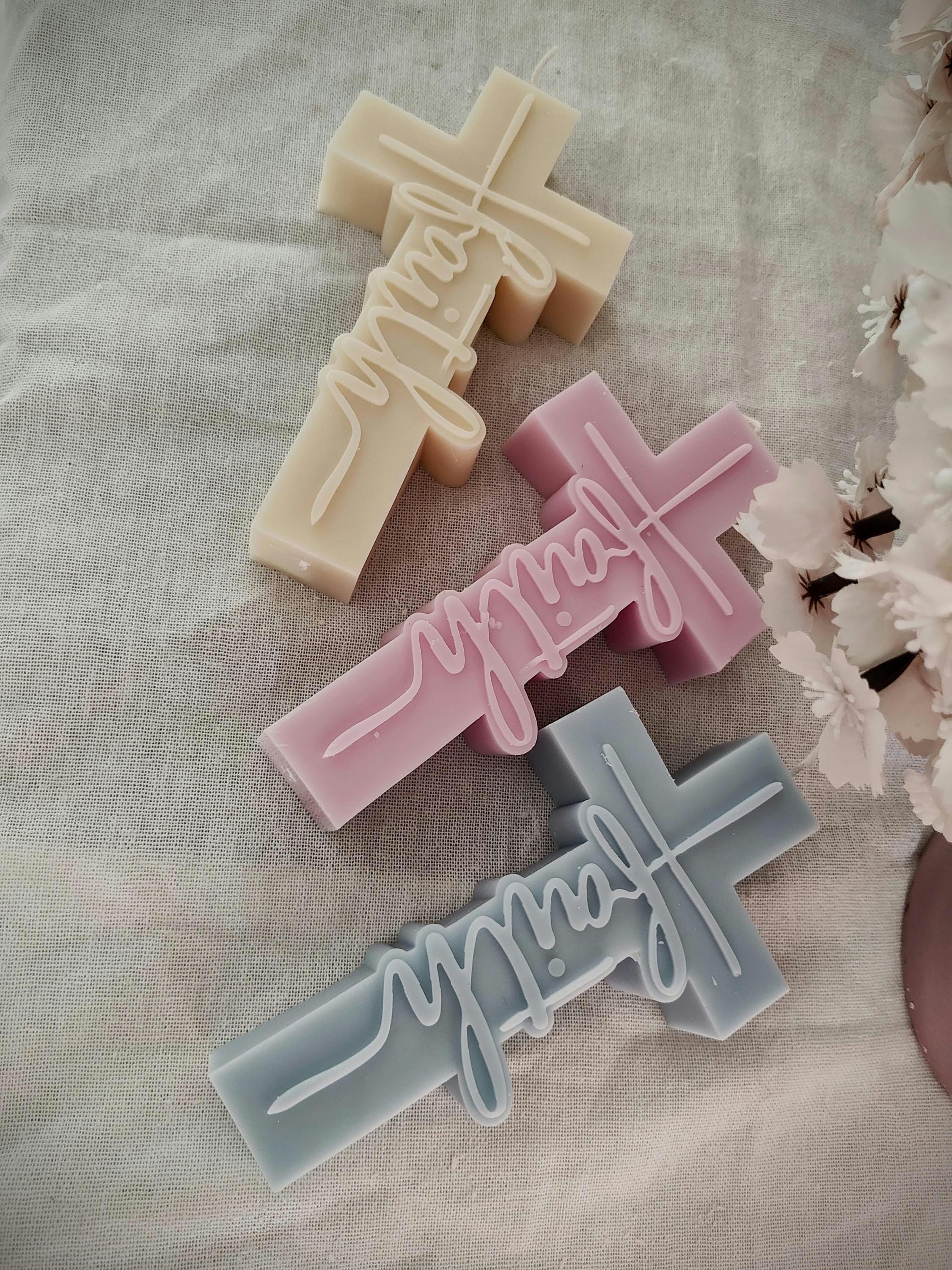 Cross Pillar Candle | Baptism | Faith and Blessed | Baptism Favour ...