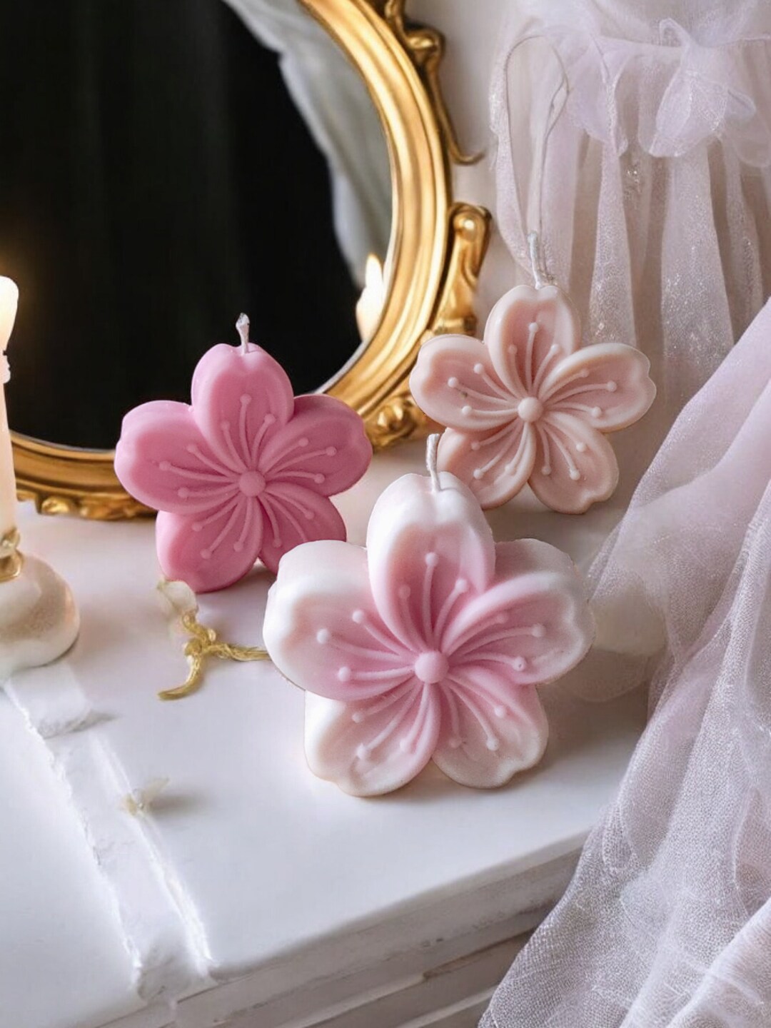 Cherry Blossom Candle Luxury Sakura Soy Wax Home-décor Aesthetic ...