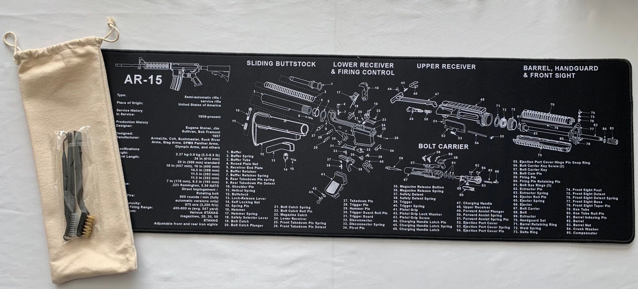 Gun Cleaning Mat Kit With AR-15 Breakdown, Includes Carrying Bag Gun ...