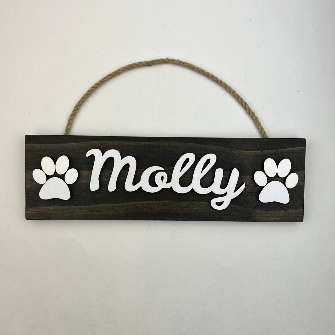 3D Pet Name Sign: Custom Wood Cat Paw/dog Bone Decor - Etsy