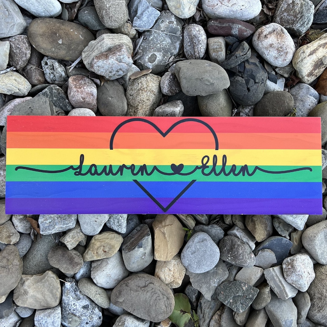 Personalized Rainbow Couple Name Sign - LGBTQ Pride Wood Sign, Custom ...
