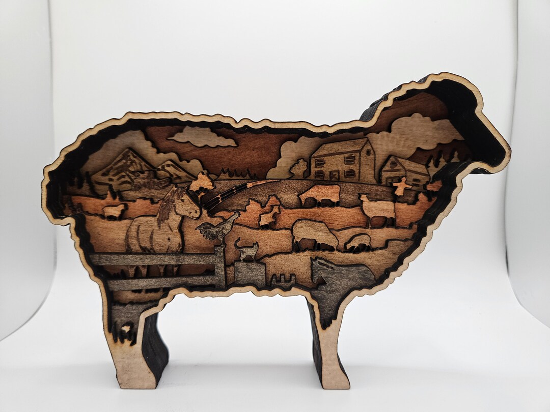 Sheep With Farm Landscape Laser-cut Shelf Decor - Etsy