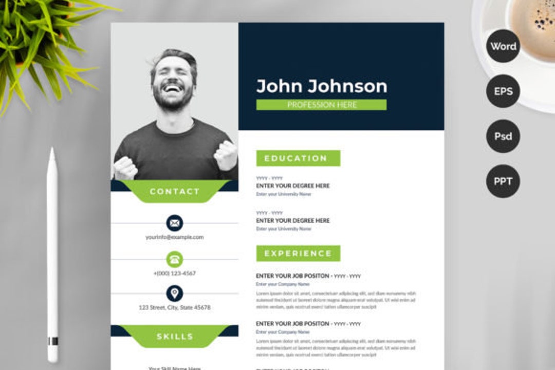 Modern Resume Template / CV Graphic - Etsy