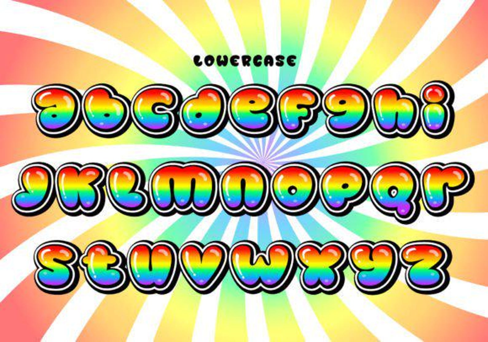 Bubble Rainbow Font, Bold Script Font, Crafty Font, Groovy Font, Script ...