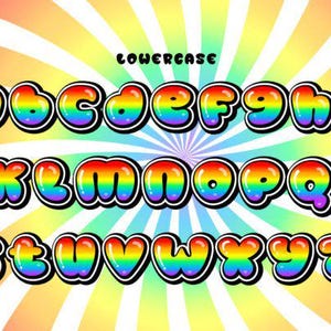 Bubble Rainbow Font, Bold Script Font, Crafty Font, Groovy Font, Script ...