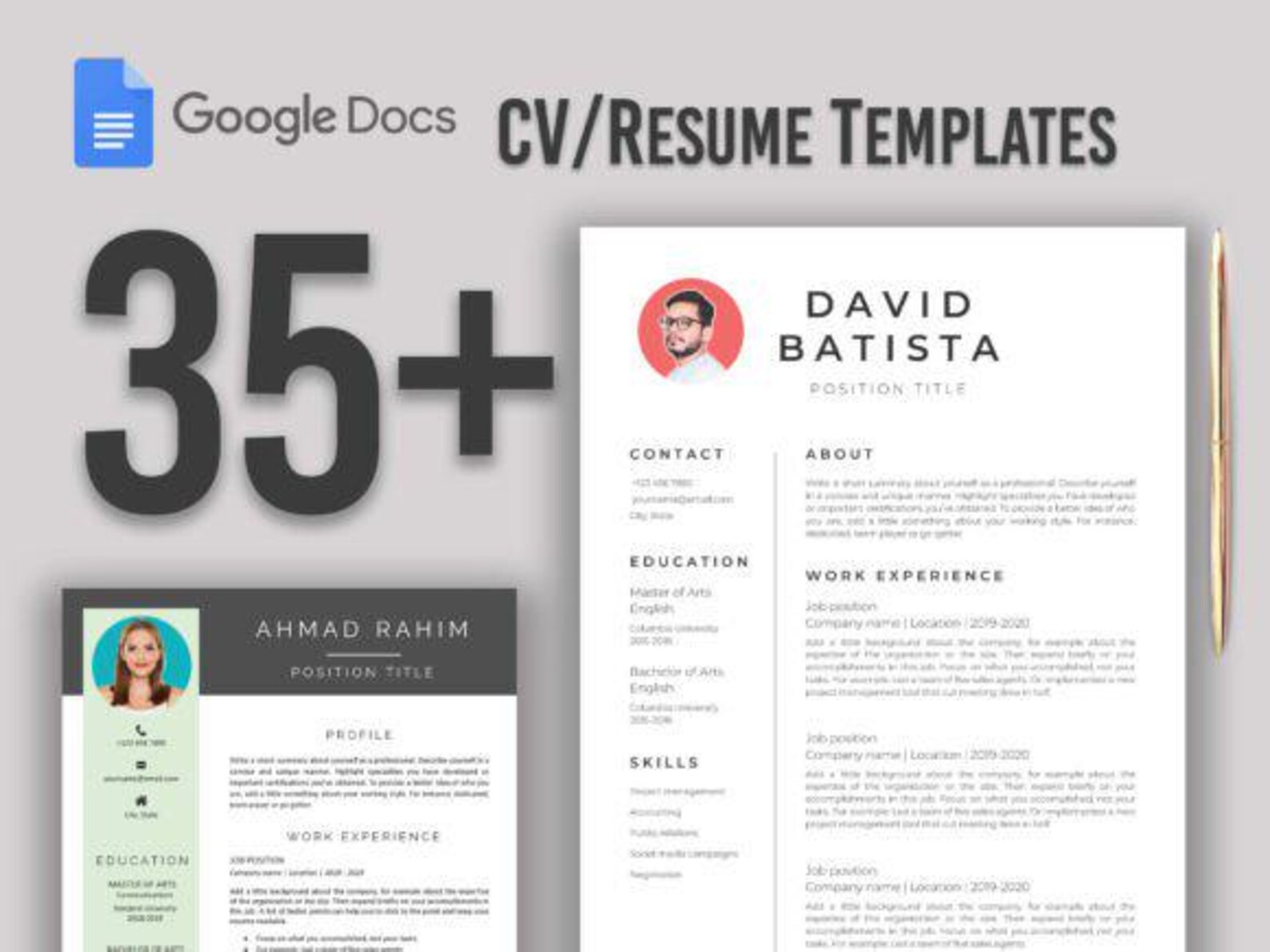 35 Google Docs CV & Resume Templates | Best Professional Resume ...